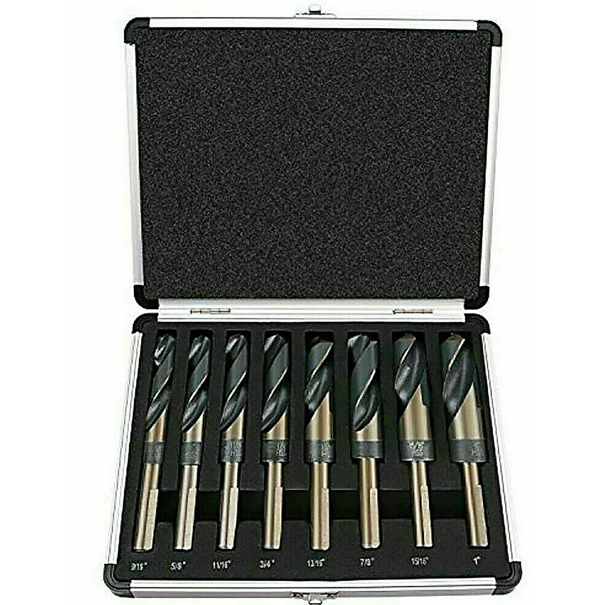 8 pc Jumbo Silver and Deming Industrial Cobalt Drill bit Set 1/2" Reduced Shank