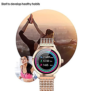 K KAIMORUI Smart Watch for Women IP68 Waterproof Smart Watches Heart Rate Fitness Watch Pedometer Female Smartwatch Activity Tracker for Andriond iOS Phones (Gold Diamond)