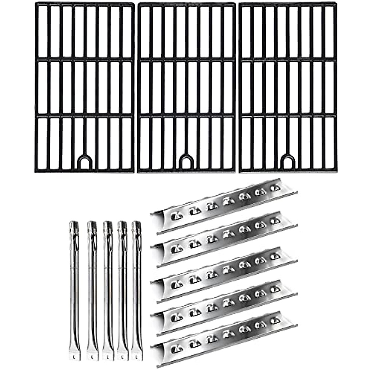 Hongso Replacement Repair Kit for Master Forge 3218LT, 3218LTN, L3218, 5 Burner Gas BBQ Grill Grill Grates SS Burners and Heat Plates