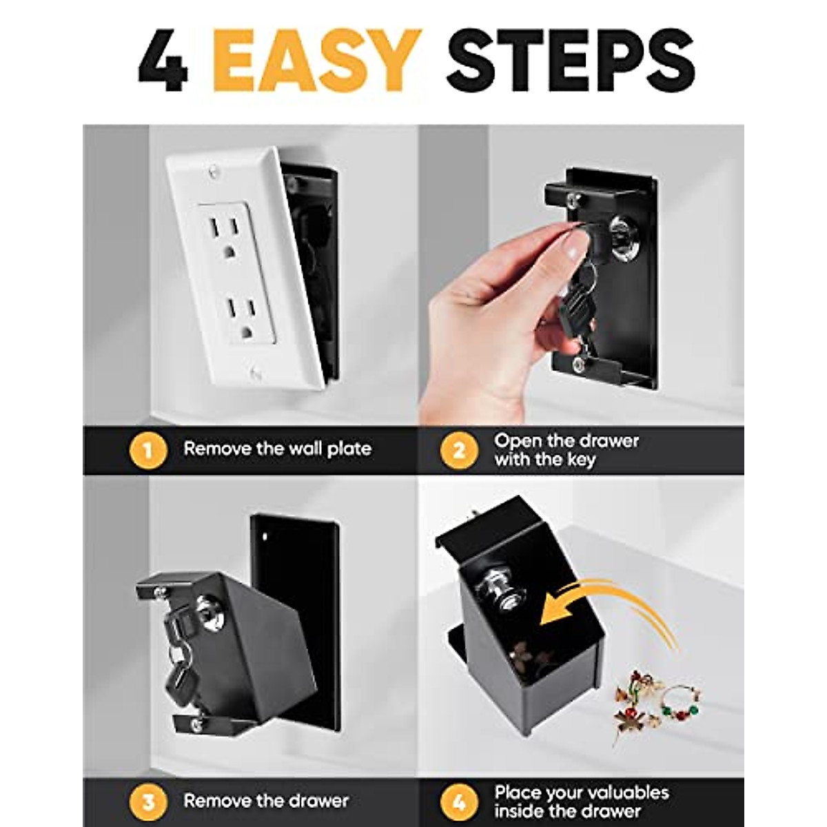 Elder Welder® Hidden Wall Safe Outlet with Key Lock, Electric Socket Safe, Covert Wall Safe, Diversion Outlet Safe, Outlet Hidden Safe, Secret Compartment, Secret Outlet Box for Hiding Money Jewellery