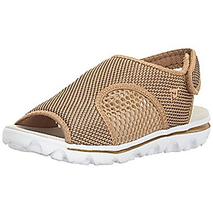 Propét Womens TravelActiv Sandal, Gold/Black, 8.5 Wide US