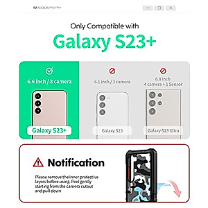 GOOSPERY Z Bumper Crossbody Compatible with S23 Plus Case [Strap Included] Shock Absorbing Dual Layer Structure TPU Edge Crystal Clear PC Cover with Shoulder Strap Outdoor Design, Camo