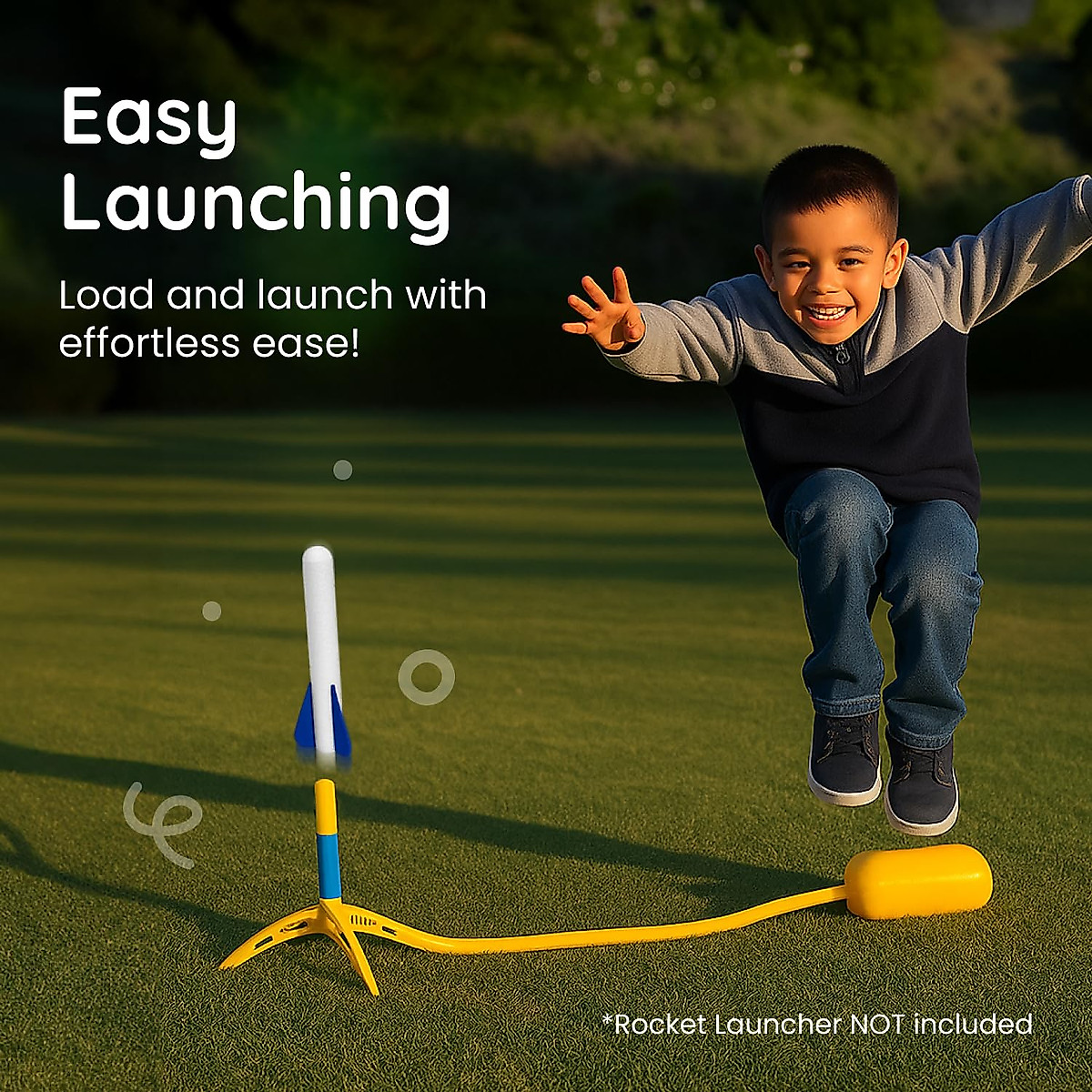 Botabee Glow-in-The-Dark Soft Foam Rocket Refills for Rocket Launchers | Compatible with Stomp Rocket® Jr. Glow Rocket Launcher | 6 Pack Replacement Air-Powered Foam Rockets