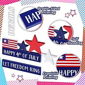 5 Pieces Independence Day Wooden Table Centerpieces Sign Patriotic Star Table Decoration Memorial Day Wooden Table Centerpieces Sign Independence Day Tray for 4th of July Party Table Desk Home Decor