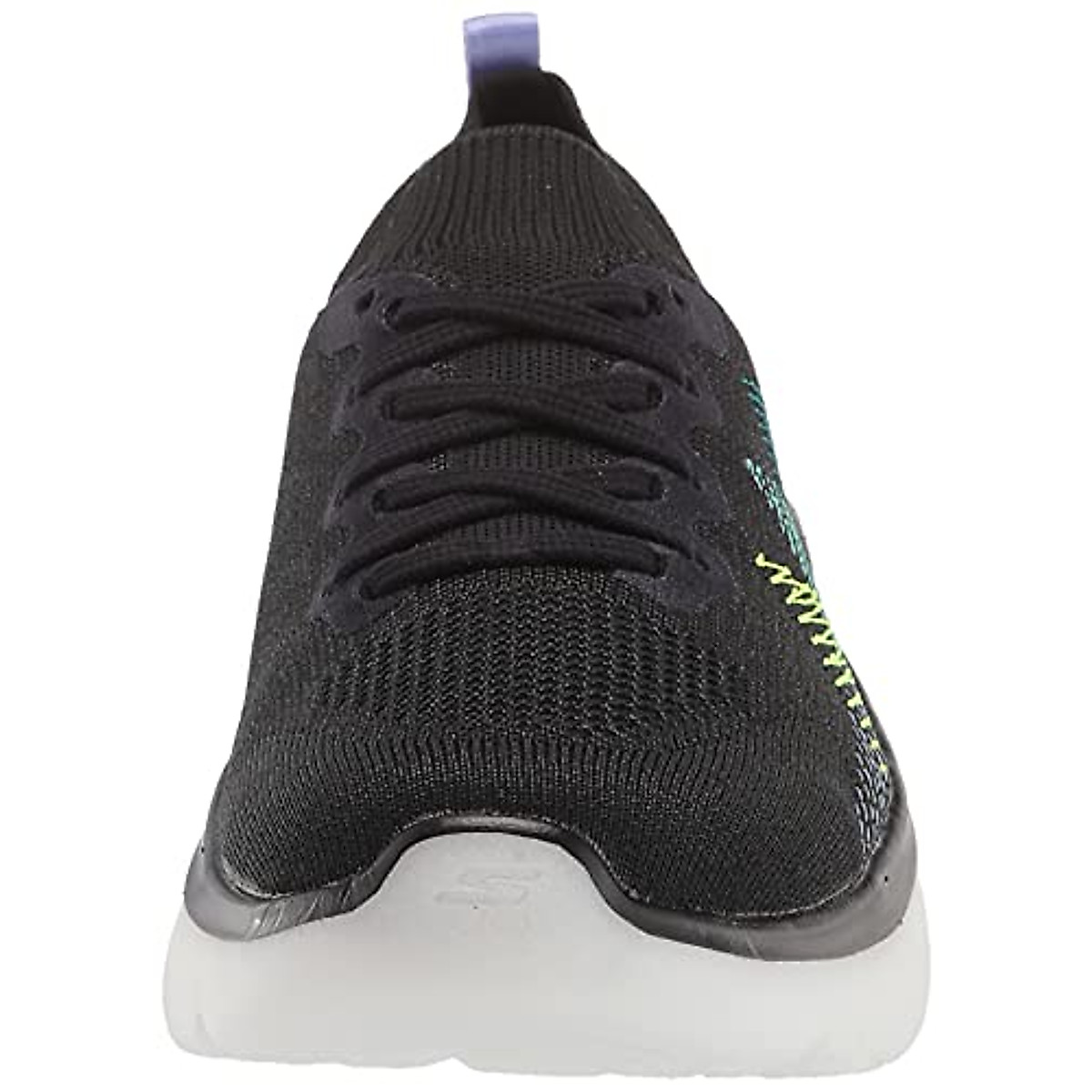 Skechers Women's GO Walk Hyper Burst Knit LACE UP Sneaker, Black/Multi, 8