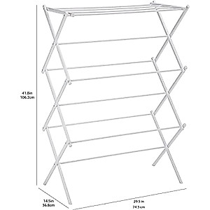 Amazon Basics Foldable Laundry Rack for Air Drying Clothing - 41.8" x 29.5" x 14.5", White