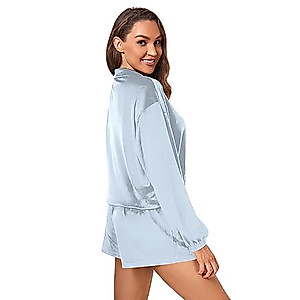 ODAWA Elegant Blue Sweat Sets Women's Oversized 2 Piece Lounge Sets Fall Outfits Casual Cozy Pajamas Tracksuit Set S-XXL