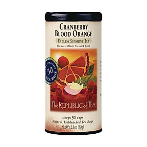 The Republic of Tea Cranberry Blood Orange Black Tea, Tin of 50 Tea Bags