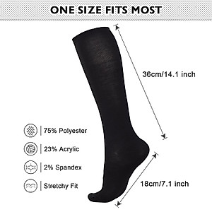 Women’s Knee High Socks Long Athletic Thin Thigh High Stocking Outdoor Sport Casual Tube Socks 2 Pack Black