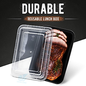 Azure Zone, 32 oz, 50-Pack Rectangular Meal Prep Food Container with Lid - One Compartment Bento Box - Stackable - Freezer/Microwave/Dishwasher Safe - Reusable Storage - Portable - BPA Free