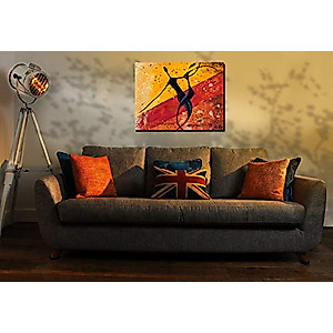 GUYUEHU Abstract Modern Dancers Wall Art Oil Paintings Living Room Decor Canvas Pictures Prints African American Couple Frame Poster Studio Showroom Dorm Bedroom Home Decoration 16x20 inch