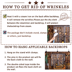 7 x 5 FT Western Cowboy Backdrop, Western Party Decorations Supplies Wild West Decor Rustic Wooden House Warehouse Barn Photography Background for Kids Boy Children Baby Birthday Banner Photo Booth