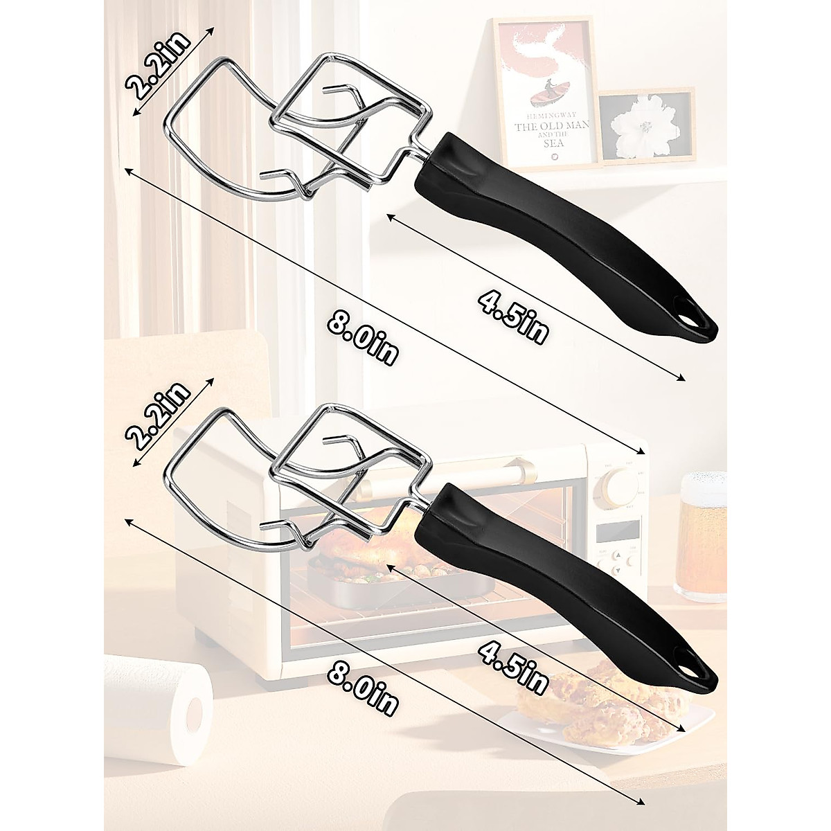 JUNTIANZE 2 Pcs Air Fryer Convection Toaster Oven Tray Extractor,Oven Tray Handle, Oven Rack Pull Tool,Grills Clip, Oven Clip,Be suitable for Air Fryer, Toaster Oven,Used to Quickly Remove