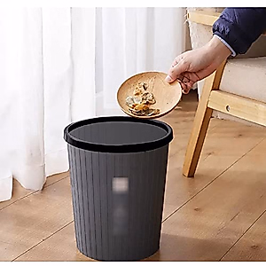 UNNIQ Trash can, Small Round Plastic Trash Can, Trash Bin Recycling Bin, Bathroom, Kitchen, Bedroom, Home Office, Outdoor Trash Can Recycling (Color : Grey, Size : Small)