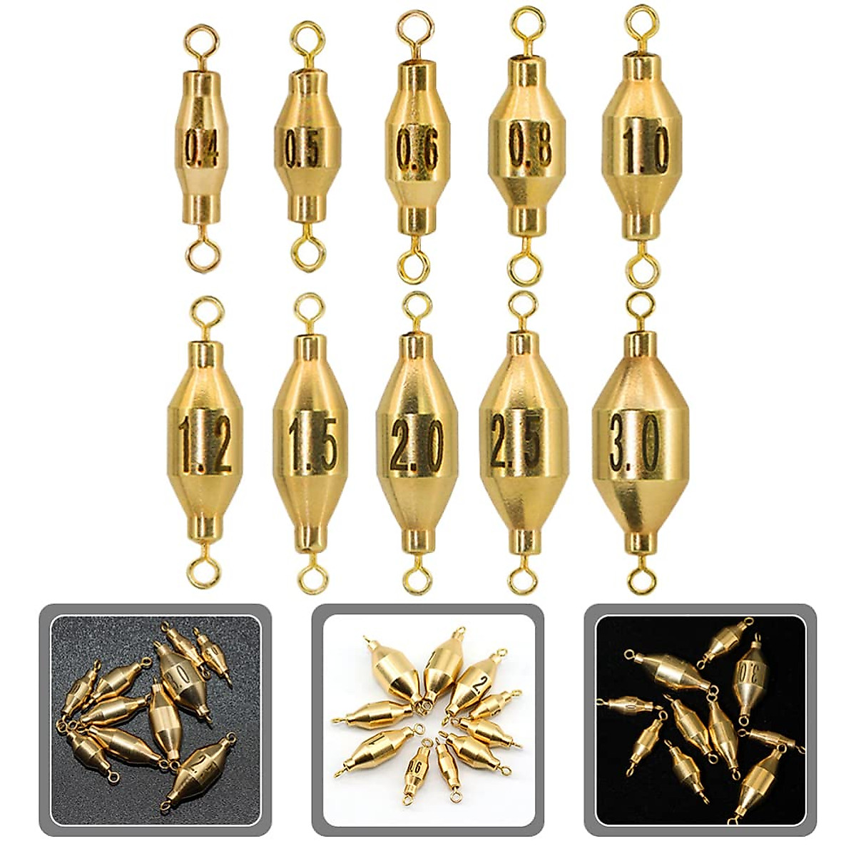 BESPORTBLE 10pcs Accessories Practical Sinker Swivels Design Sinkers Catching with Rings Deep Drop Copper Sinkers