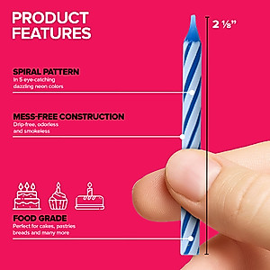 144 Count Birthday Candles, Multi-Color Spiral Candles Bulk Pack, Birthday Candles for Cake and Cupcakes, Candles for Birthday Parties, Holidays, and More! Green, Pink, White, Yellow & Blue