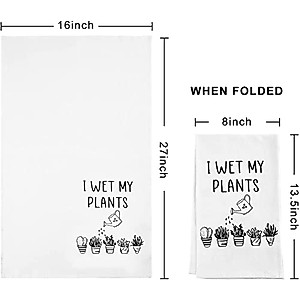 Vastsea Plant Gifts for Plant Lovers-I Wet My Plants Funny Kitchen Dish Towels,Plant Stuff,Unique Gifts for Women,Cactus Succulent Gifts,Housewarming Gifts for Gardeners,Crazy Plant Lady,Set of 4