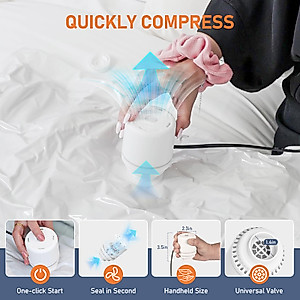 Vacbird Vacuum Storage Bags with Electric Pump, 8 Pack Space Saver Bag (2 Jumbo, 2 Large, 2 Medium, 2 Small) Compression for Clothing, Comforters, Blankets, Duvets, Pillows, Sealer Clothes Storage