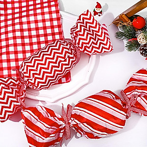 Whaline 120 Sheets Minimalists Christmas Tissue Paper Plaids Dots Stripes Print Gift Wrapping Paper Red White Art Craft Paper for DIY Winter Xmas Wedding Anniversary Birthday Party Decor