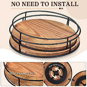 Wesiti 6 Pack Lazy Susan Organizer 9 Inch 10 Inch Wood Lazy Susan Turntable with Steel Edges 360 Degree Kitchen Countertop Organizer for Cabinet Pantry