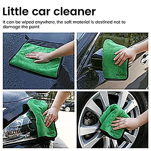 yantu Plush Microfiber Car Drying Towel 24” x 12” (16 Pack) Multipurpose Edgeless Cleaning Towel for Household, Auto Washing, Car Drying, Detailing (Yellow+Green)