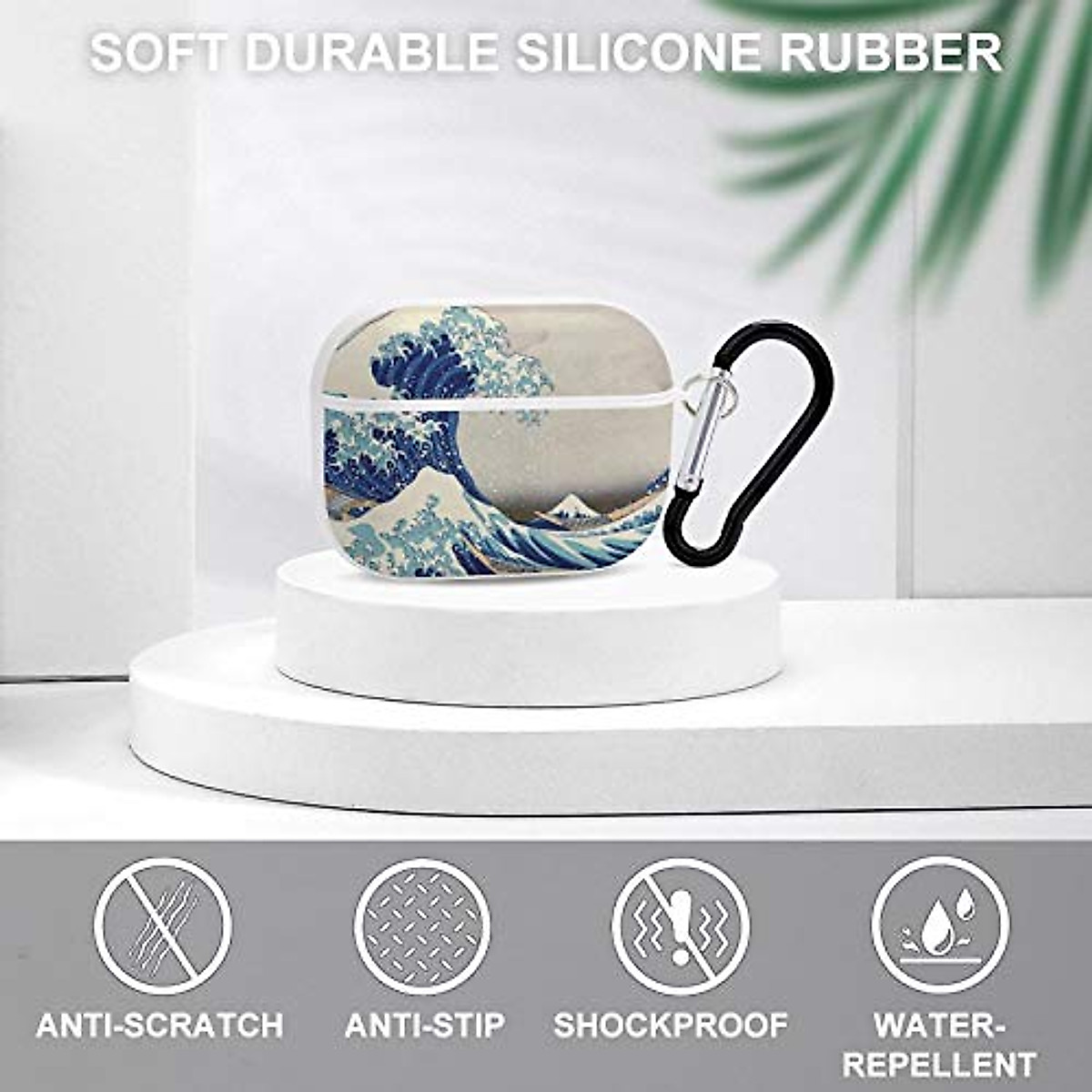 Escanor Great Wave Off Kanagawa Compatible with AirPods Pro Case Cover Shockproof Protective Soft TPU Full Printed Headphone Cases for Girls Boys Women Men with Keychain, One Size