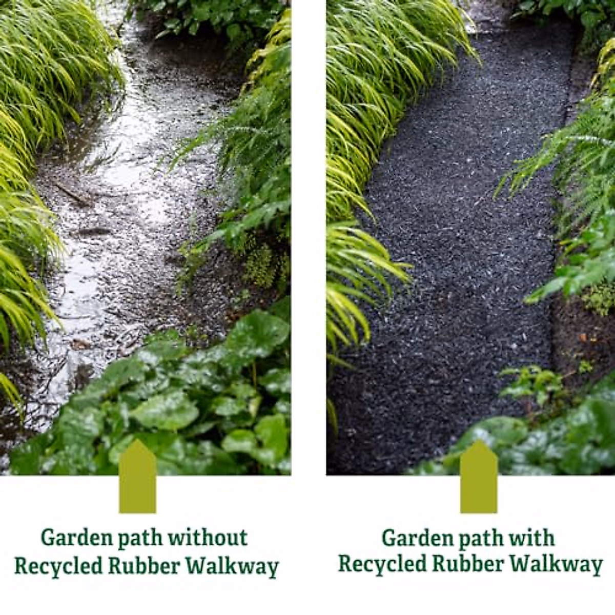 Gardener's Supply Company Recycled Rubber Walkway | Natural Looking Permanent Mulch Pathway Solution and Plants Vegetables & Flower Garden Barrier | Garden Edging Border Mat - 8' x 2'