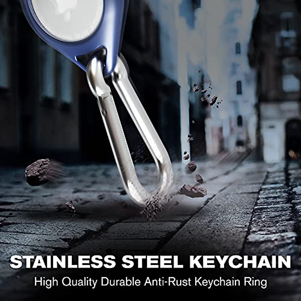 Vena Protective Silicone Case Compatible with Apple Airtag (4 Packs), Anti-Rust Aluminum Alloy Carabiner Perfect for Keychain, Pet Collar, Backpack, Luggage (Black, Red, Blue & Pink)