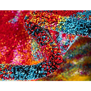 Unique Loom Lyon Collection Modern Abstract Tie-Dye Fireworks Area Rug, 5 x 8 Feet, Multi/Blue