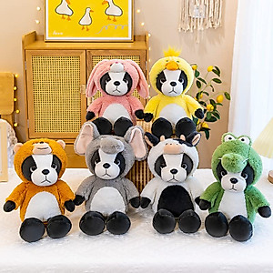 CASAGOOD 13 Inch French Bulldog Stuffed Animal Cosplay as Yellow Duck Plush Toys Soft Bull Dog Toy in Duck Costume, Great Bulldog Plushies Toys Stuffed Animals for Kids