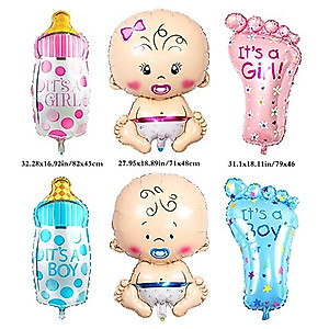 JKJF Baby Foil Balloon Pacifier Baby Balloons Teat Bottle Feet Balloon for Gender Reveal Party Baby Birth Shower Party - Giant 6 Pcs