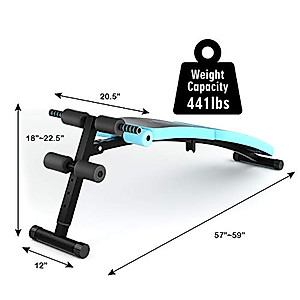 Goplus Sit Up Bench Adjustable, Foldable Abdominal Training Workout Slant Bench, Decline Curved Ab Bench with 4 Adjustable Height Settings (Blue)
