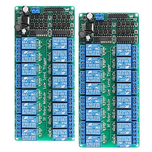 AITRIP 2 Pack 16 Channel 12V Relay Module with Optocoupler LED LM2576 Power Low Level Trigger Expansion Board for Raspberry Pi Arduino DIY Kit PiC ARM AVR