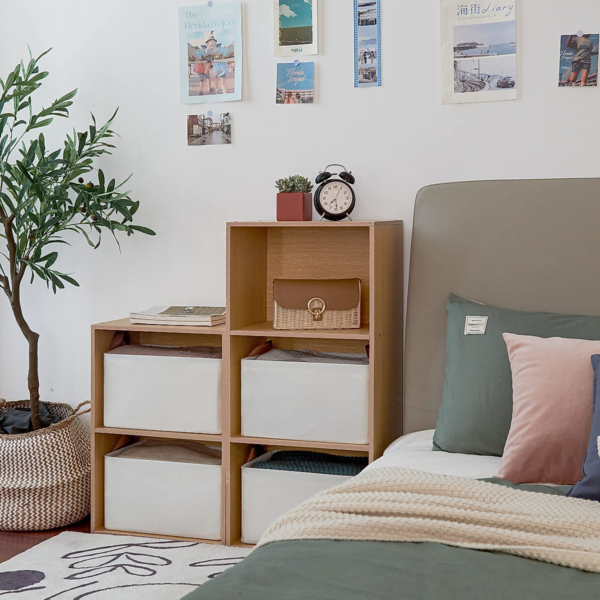 GRANNY SAYS Bundle of 3-Pack Closet Storage Bins with Lids & 2-Pack Lidless Storage Bins with Metal Frame