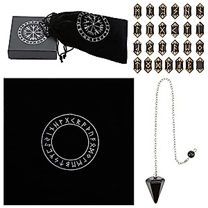 CRASPIRE Wood Rune Set Handmade Wooden Divination Tool with Altar Cloth Dedicated Storage Bag Rune Casting Witchcraft Supplies for Divination Entertainment