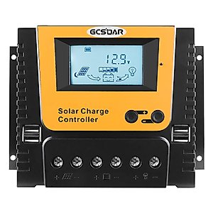 GCSOAR 60A Solar Charge Controller 12V 24V 36V 48V, Max PV 100VDC, Backlit Display, Solar Panels Off-Gird, Quattro USB Intelligent PWM Regulator for LFP, AGM, SLD, FLA BAT (60A)