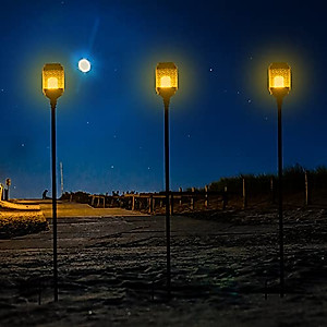 ANRUST Garden Metal Lanterns Hanging, Outdoor Garden Patio Pathway Yard Driveway Lawn Walkway Decoration Outside Path Pole Lanterns