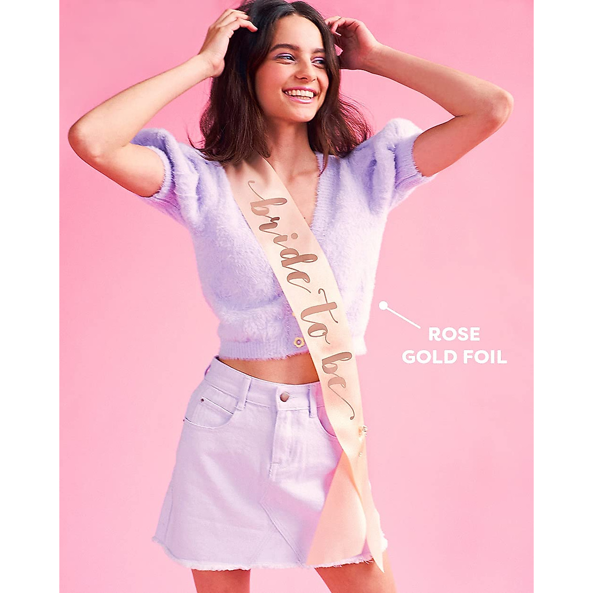 xo, Fetti Rose Gold Bachelorette Party Sash - Bride To Be | Bachelorette Party Decorations - Sash for Bride | Bridal Shower Gift | Engagement Party Decoration | Bach Favor