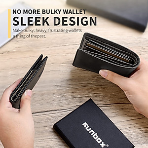RUNBOX AirTag-Wallet-Mens-Slim-RFID Blocking Wallets Leather with Bill Compartment Air Tag Bifold Card Holder Wallet Gifts for Men Dad