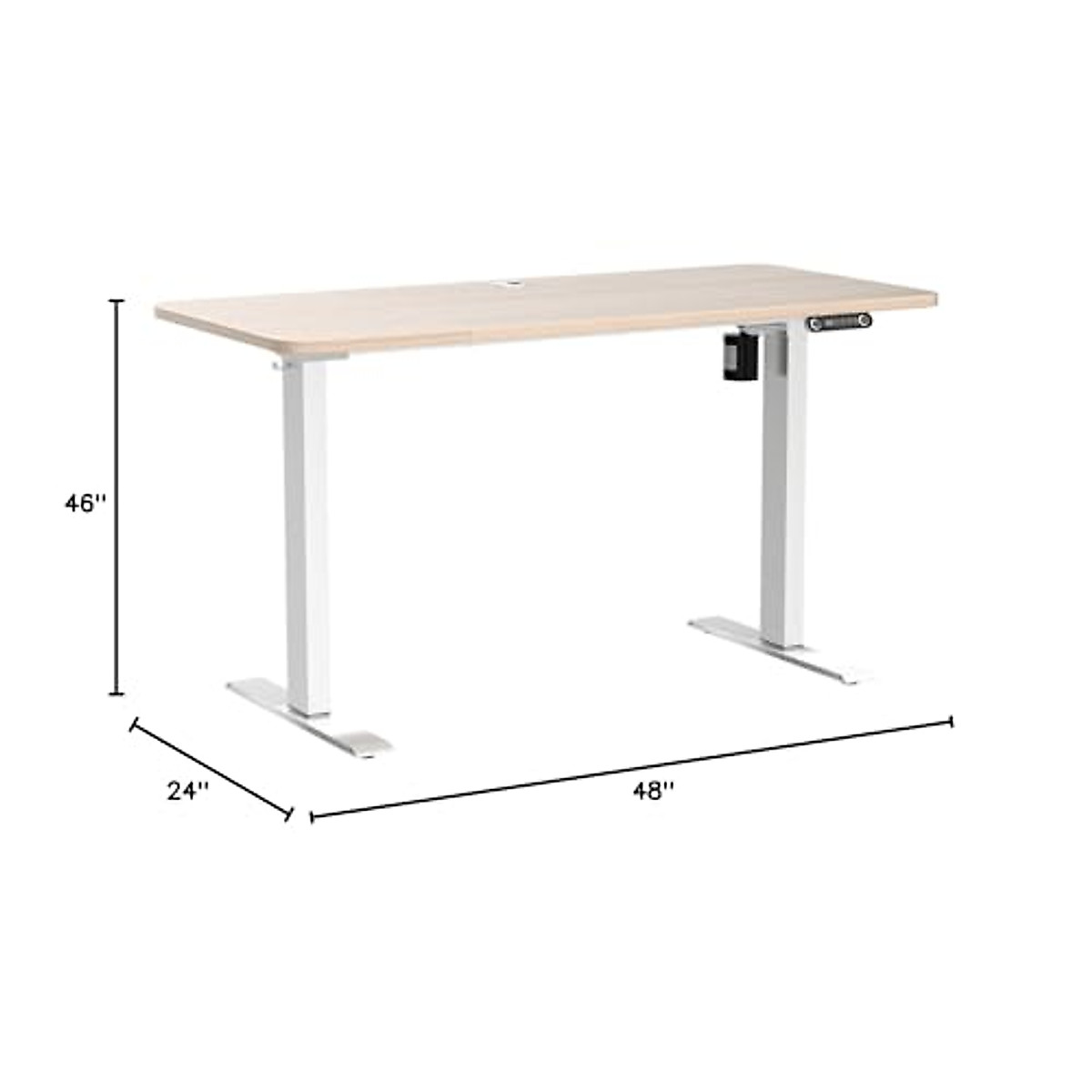farexon Electric Standing Desk Adjustable Height, 48 x 24 inch Sit Stand Desk with Metal Hook, 4 Memory Heights, 27''-46'' Lifting Range Stand up Desk with Wheels(Oak Gray)