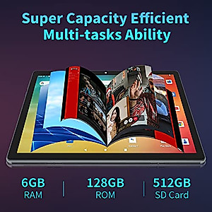 TUOHAITIME Tablet 10.1 inch Android 12 Tablet 2023 Newest 6GB+ 128GB Storage Octa-Core Processor, Dual Camera, Fastest WiFi 6, Bluetooth, 512GB Expand Support, IPS Full HD Display