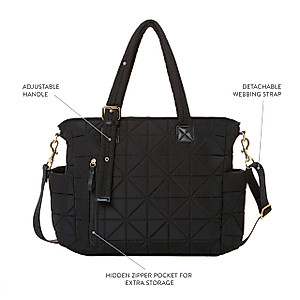 TWELVElittle Carry Love Tote Diaper Bag 3.0. Spacious Baby Bag with Changing Pad, Includes Detachable Strap & Stroller Clips, Machine Washable, Black