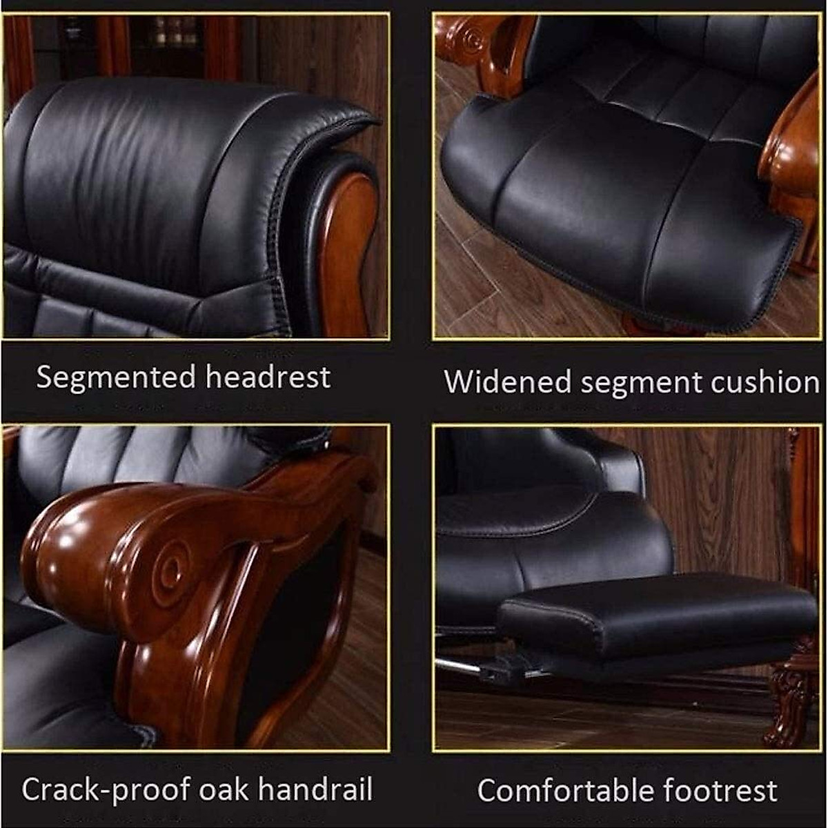 WYKDL High-Back Leather Executive Swivel Adjustable Swivel Office Desk Chair with Armrests Lumbar Support Desk Ergonomic Chair Chair Home Office Chair Reclining Swivel Chair Boss Chair