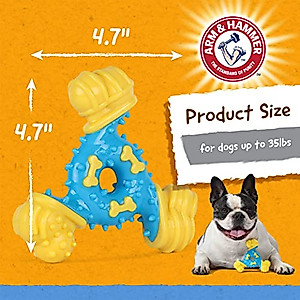Arm & Hammer for Pets Nubbies TriBone Dog Dental Toy Best Dog Chew Toy for Moderate Chewers Dog Dental Toy Helps Reduce Plaque & Tartar Peanut Butter Flavor Baking Soda (Pack of 1)