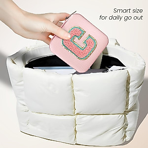 SANDJEST Stainless Steel Slider Tumbler With Handle 40oz & Jewelry Case with Initial C