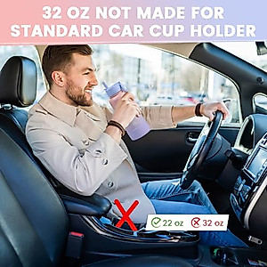 lexlion Water Bottle 32oz, Triple Walled Insulated Stainless Steel Reusable Bottle, Silicone Sleeve, 2 Lids (Spout lid & Straw lid w/2 straw), Metal Mug Gallon, BPA Free, Pinky