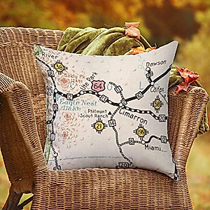 Philmont Scout Ranch Map Outdoor Throw Pillow Covers Home State Accent Waterproof Pillowcase Retro Outdoor Garden Decoration for Patio Garden Couch Tent 20x20in