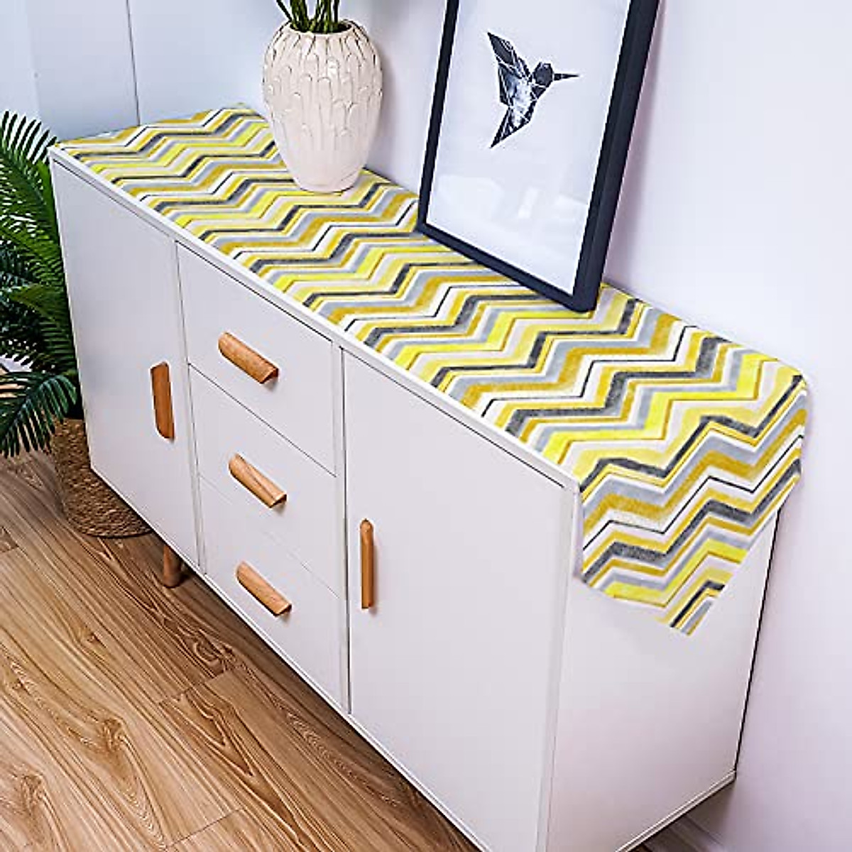 Big buy store Table Runner Geometric Chevron Zig Zag Stripe Cotton Line Table Covers for Dinner Kitchen Wedding Indoor and Outdoor Parties Nordic Design Yellow Table Setting Decor -13 x 36 inch