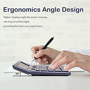 Calculators Desktop, Large Display Solar and Battery Power, Aesthetic Office Supplies, 12 Digit Small Basic Standard Functional Desk Calculator Cute for Office, Home, School (Blue)