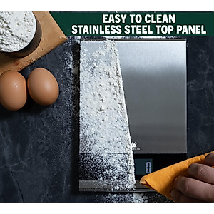 Monarchef Digital Food Scale for Kitchen, Baking, Cooking, and Meal Prep, 10 Unit Measurements, 22 lb Weight Capacity, Stainless Steel Top, Dual Power Option, 15 Features